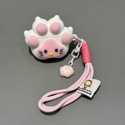 植绒猫爪kt适用苹果AirPodspro3代苹果无线蓝牙AirPods4代耳机套个性AirPods1/2植绒AirPodspro2防摔耳机盒