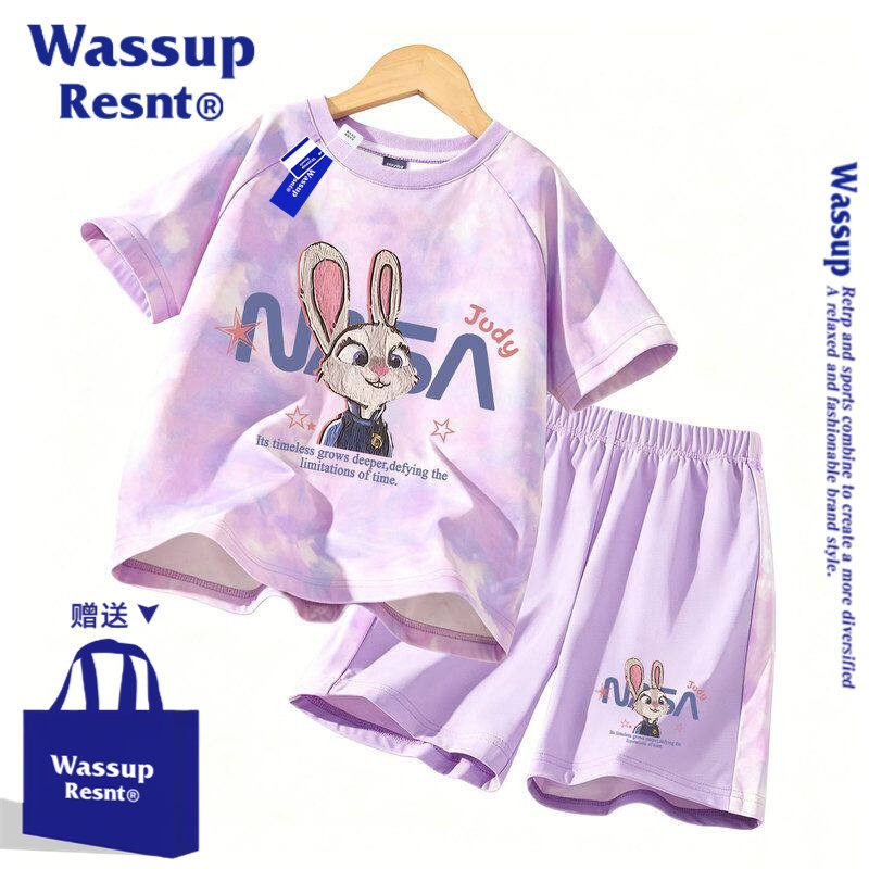 WASSUP疯狂动物城中小儿童冰丝两件套装凉感运动速干学生夏装新款