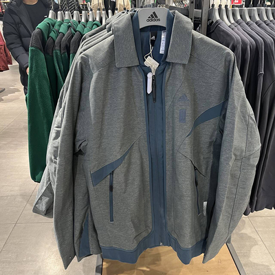 正品Adidas/阿迪达斯男子春季百搭运动休闲立领夹克外套 HY5846