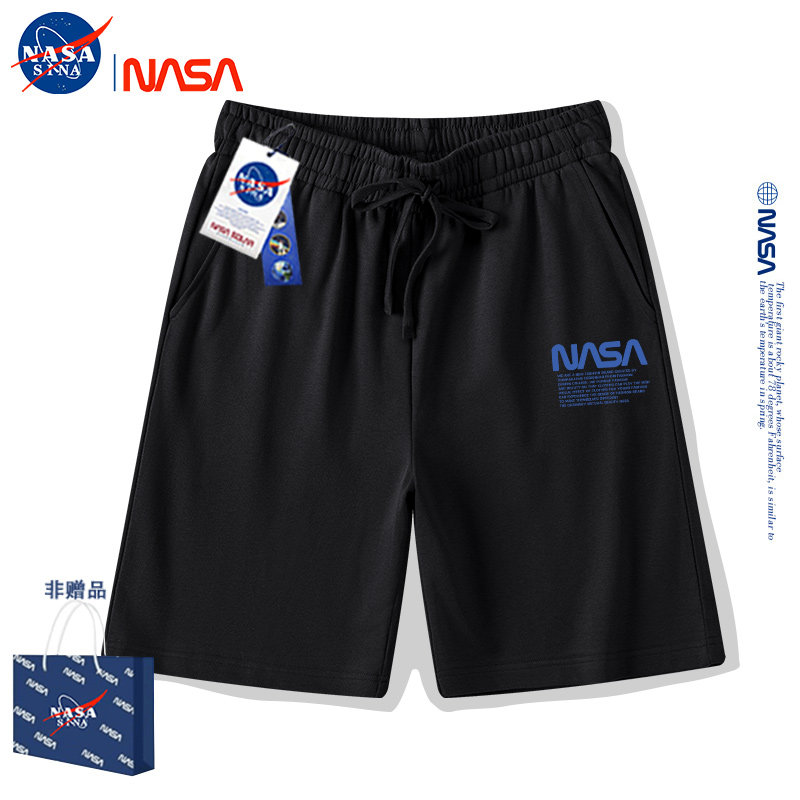 NASA联名日系纯色运动抽绳五分裤男夏季潮牌宽松短裤休闲百搭中裤