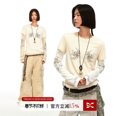 刺绣莫代尔羊毛两色棉短袖T恤