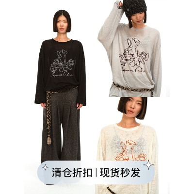 薄款瓜果宽松休闲打底长袖T恤