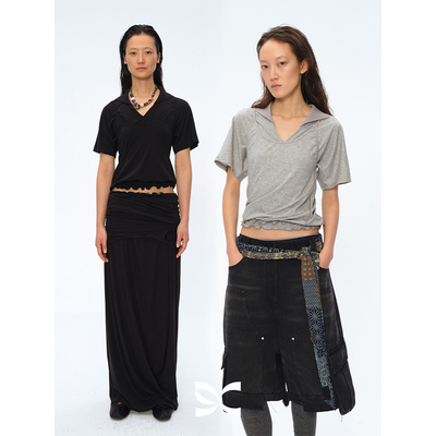 Square Circle 方圆可拆解两穿设计感百搭夏季吊带短袖两件套T恤