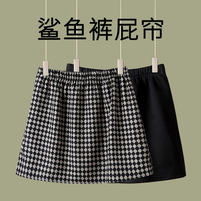 屁帘女下摆遮臀格纹卫衣打底神器