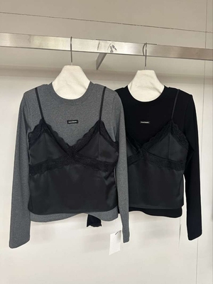 东大门2025秋冬新品韩版宽松显瘦百搭圆领两件套长袖T恤打底衫女