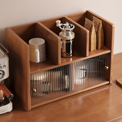 桌面收纳柜家用多层桌上茶具咖啡茶杯架子厨房小餐边柜整理置物架