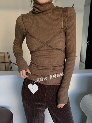 韩国东大门代购JKICHI25秋冬新款气质百搭高领针织衫背心两件套女