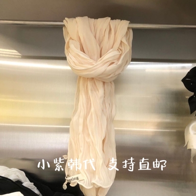 TEMPTING韩国东大门代购2026春女装新款纯色百搭纱巾围巾女