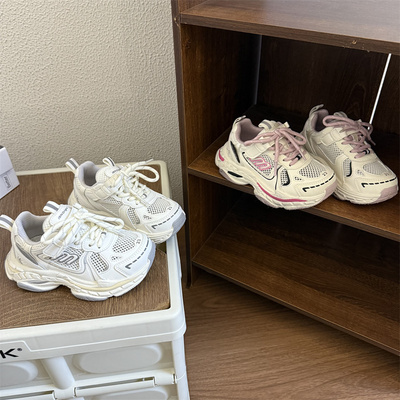 51688网面透气女童运动鞋2026春款儿童休闲老爹鞋韩版男童跑步鞋