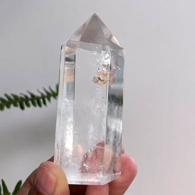 晶中晶天然透体白水晶柱摆件：82*31mm，重121.1g，14号