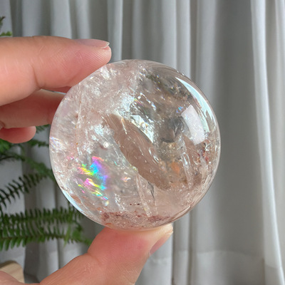 花瓣彩樱花粉阿塞水晶球摆件：5.32cm，重：208.4g，255号
