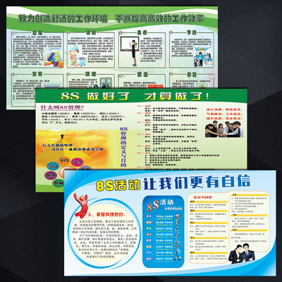 DHX 8S现场管理8S含义宣传栏海报挂图宣传画活动让我们更有自信