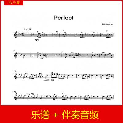 Perfect Ed Sheeran小提琴独奏谱 婚礼背景音乐 伴奏音频 3级 3页