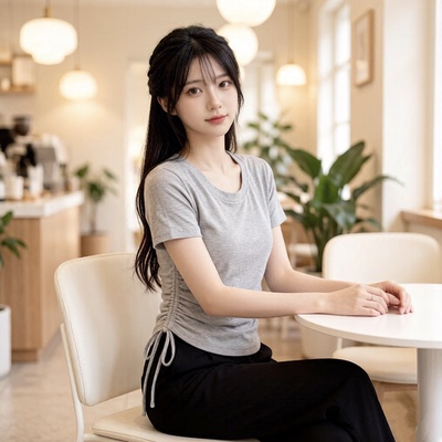 抽绳短袖t恤女新年新款夏季韩版设计感修身休闲短款学生上衣潮