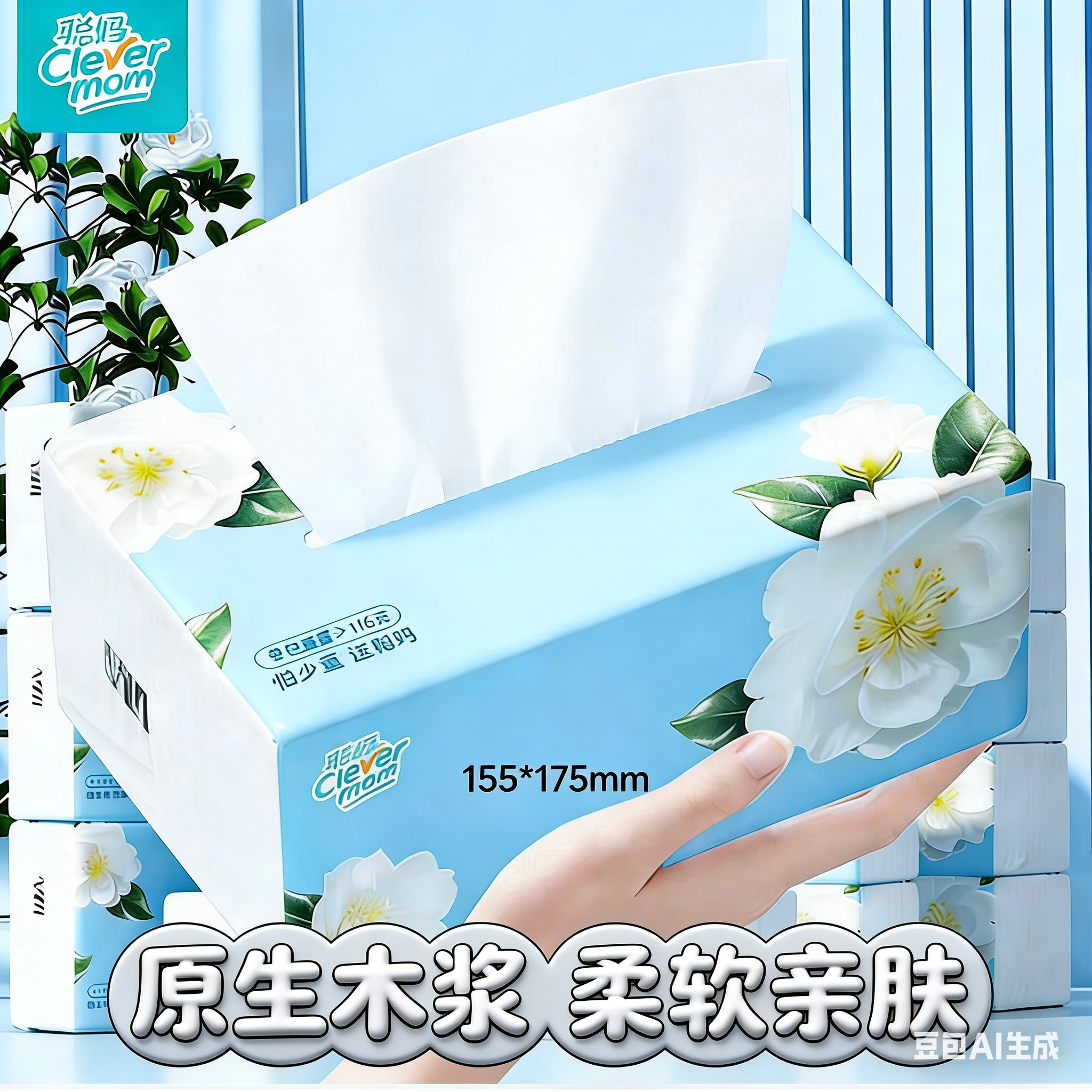 聪妈山茶抽纸加大加厚家用实惠装餐巾纸可湿水卫生面巾纸婴儿纸巾