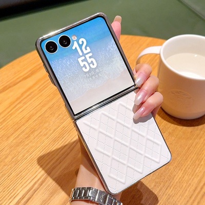 三星ZFlip7菱格皮质手机壳