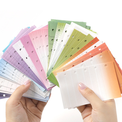 papermore手帐本5孔活页纸M5活页替芯方格横线基础渐变色双面内页