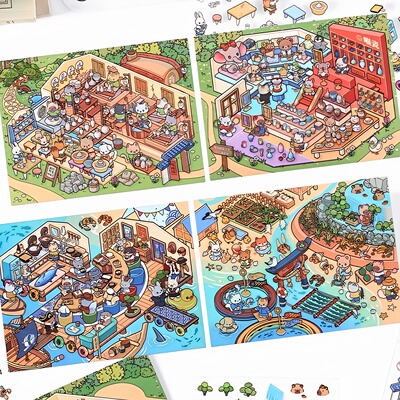 infeelme今日营业中第八弹2.5D造景贴纸大号微缩场景立体小屋贴画