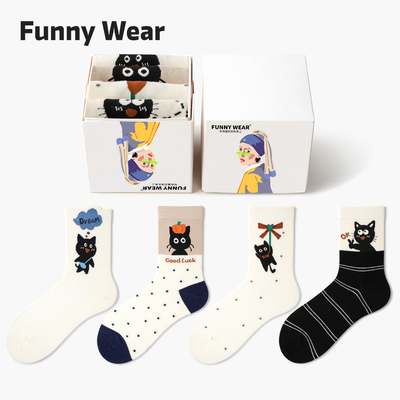 袜子女卡通可爱外穿个性中筒袜