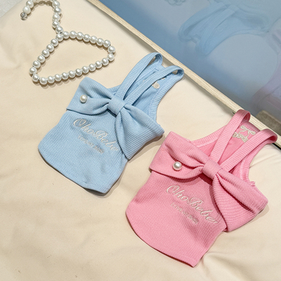 宠物衣服韩版狗狗衣服蝴蝶结可爱背心小型犬马尔济斯西施约克夏
