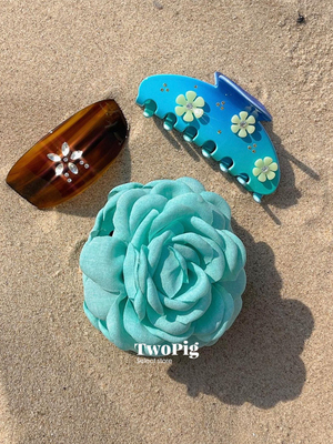 emijay同款玫瑰花朵抓夹法式慵懒