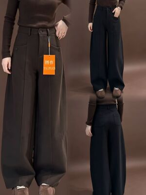 图作2720秋季新款高腰显瘦宽松阔腿裤女窄版  直筒裤复古女裤