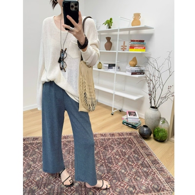 MKDesign 夏季新品 超薄透气休闲和纸纱口袋圆领慵懒舒服毛衣