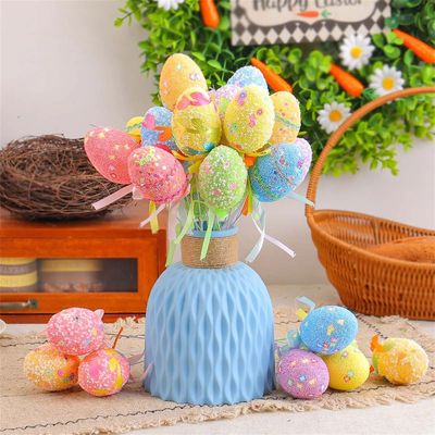 6pcs Easter Egg Pattern Printing Foam Egg Decoration Holiday