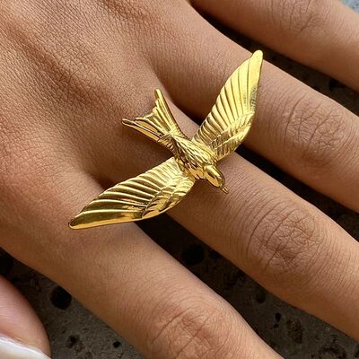 New Titanium Steel Peace Dove Open Rings for Women Adjustabl