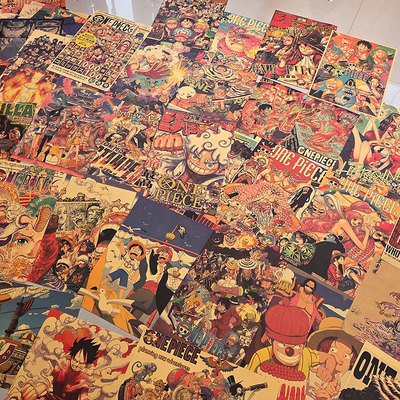 新款海贼王海报路飞索隆动漫牛皮纸学生宿舍卧室装饰画墙纸周边