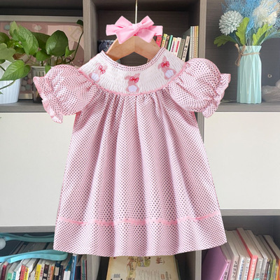 婴幼儿刺绣灯笼袖公主连衣裙