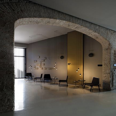 北欧简约创意个性loft黑色几何线条别墅客厅挑空复式楼梯长吊灯