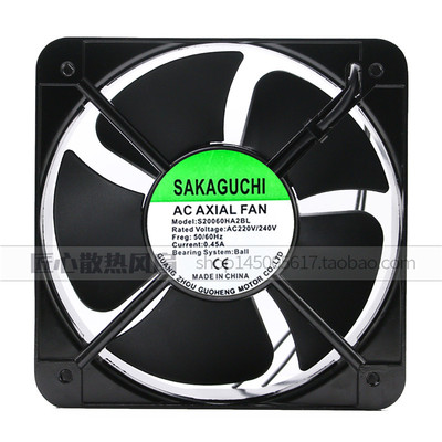 SAKAGUCHI交流风机S20060HA2BL 200*200*60 220VAC 轴流风扇风机