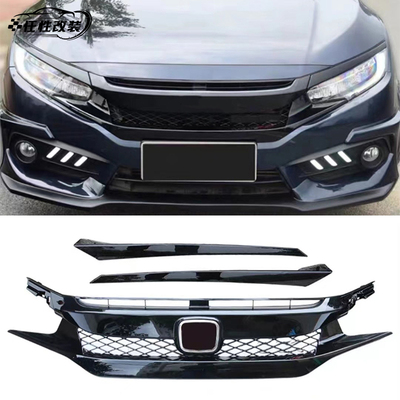 适用16-21款十代思域前脸中网三厢TypeR小蜂窝中网两厢civic前杠