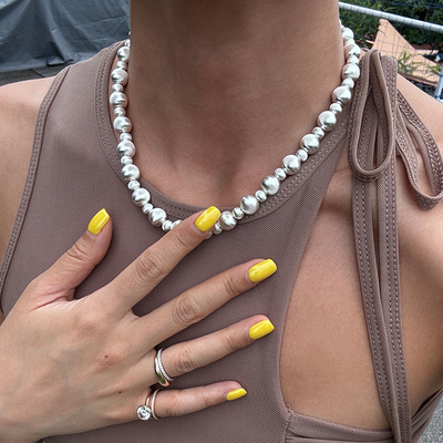 【CnHnOn脂肪商店】高级简约螺旋拉丝工艺渐变银珠手链项链