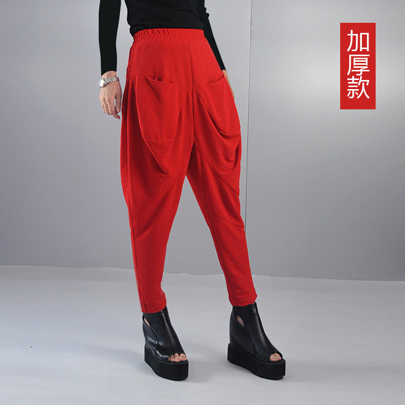 2026春夏百搭口袋哈伦裤女裤高腰休闲吊档垮裤宽松显瘦阔腿萝卜裤