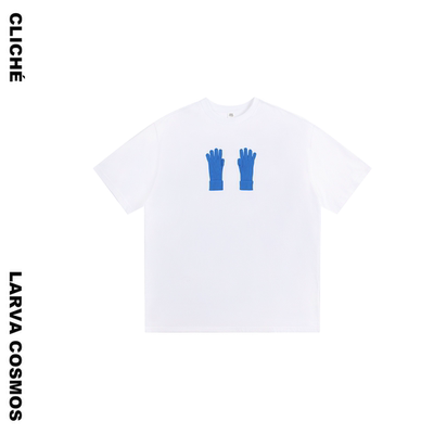 LarvaCosmos｜collage系列复古手套图案短袖T恤