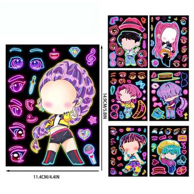 霓虹版猎魔女团vs沙加男团拼图贴纸鲁米秦宇儿童DIY手账装饰贴纸