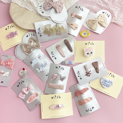 Little wish 女童蝴蝶结布艺发夹甜美可爱百搭发饰刘海碎发夹