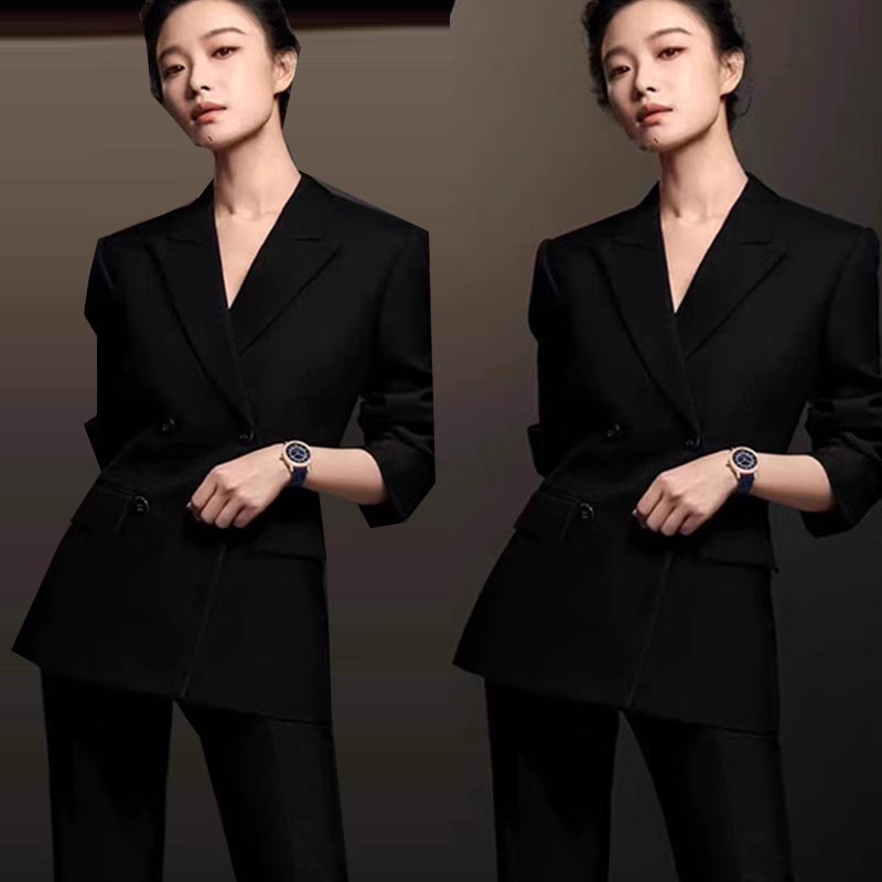 明星同款倪妮西装套装女职业正装高级感中长款时尚西服裤子两件套