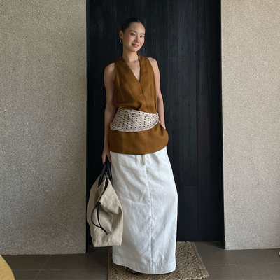 小众简约设计感后开叉半身裙