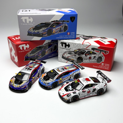 TH 1:64保时捷911GT3R兰博基尼GT3 EVO2迪迦涂装闪卡限定合金车模