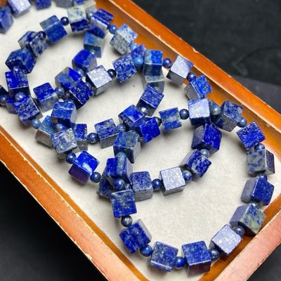 天然青金石方糖单圈手链 规格8mm 有白有金 ZW748