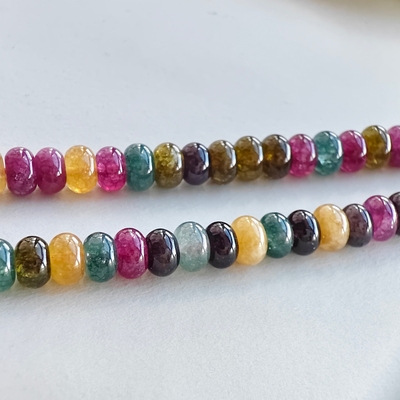5*8mm天然彩色碧玺隔珠加色散珠算盘珠手工diy手链项链饰品配件