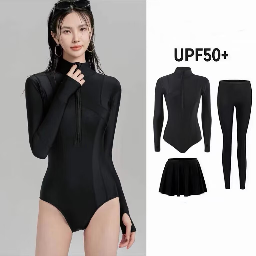 潜水服女连体泳衣专业UPF50+长袖长裤防晒速干水母衣冲浪游泳衣女