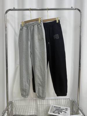 大王wang休闲卫裤长裤毛圈拉绒运动裤黑色大王男士女士高腰休闲裤