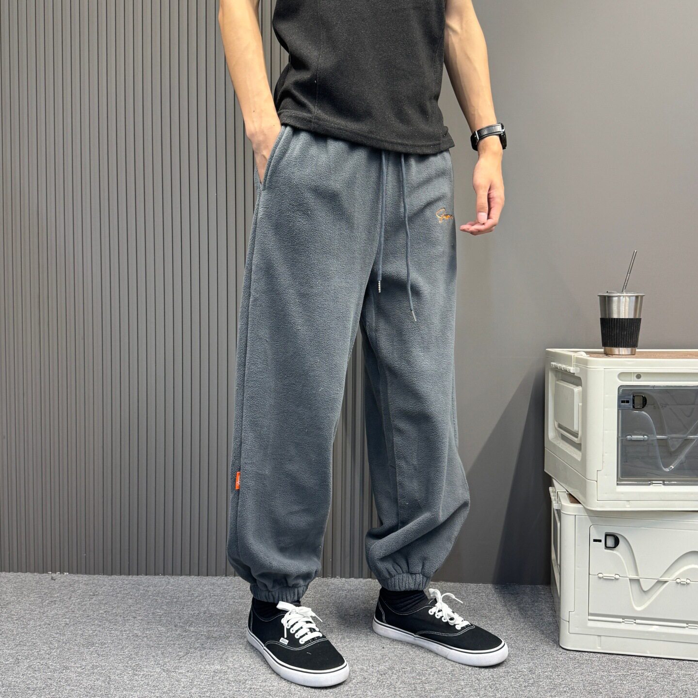 浅灰色运动裤男女秋冬季2026新款垂感宽松束脚卫裤直筒显瘦休闲裤