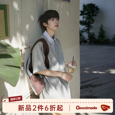 GOOZIMADE假两件Polo衫短袖t恤