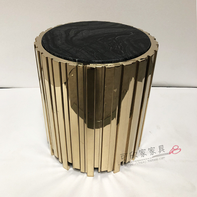 黑色大理石金属轻奢风沙发边几