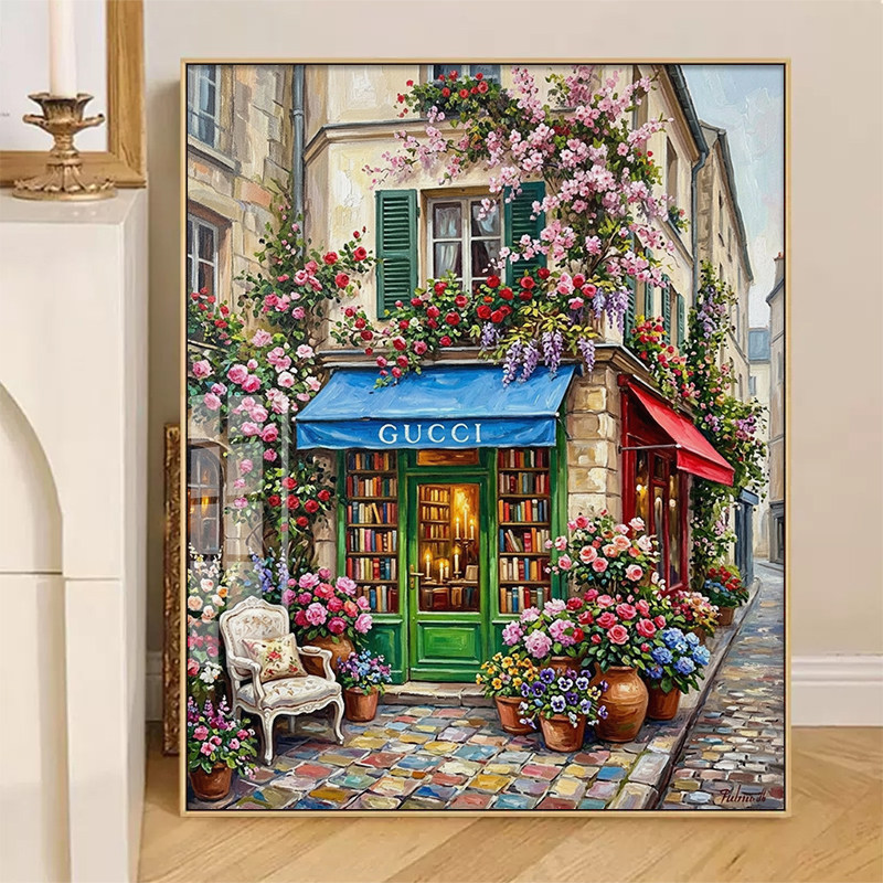 卡卡十字绣套件欧式花店风景油画风客厅装饰画手工DIY十字绣